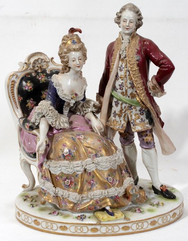 Realized price for 101400: GERMAN PORCELAIN FIGURE GROUP,