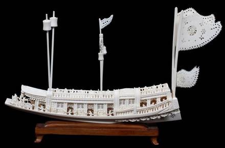 Realized price for 042067: CHINESE CARVED IVORY BOAT,