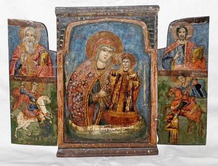 Realized price for 050040: GREEK ICON TRIPTYCH WOOD