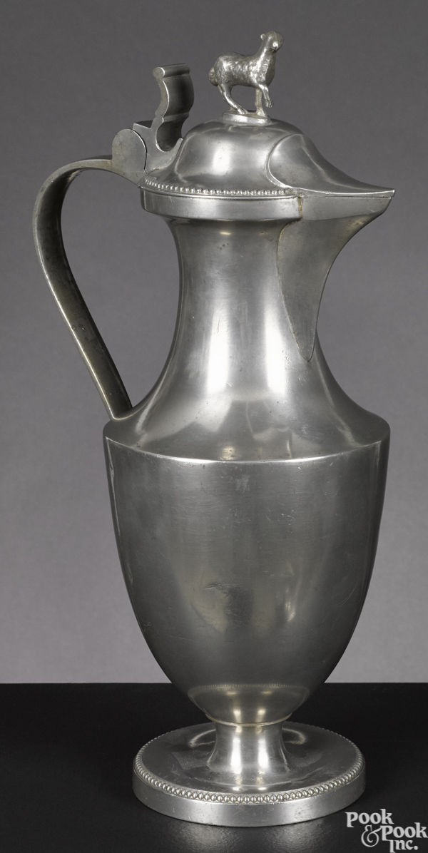 Realized price for German pewter Brewer's Guild flagon,