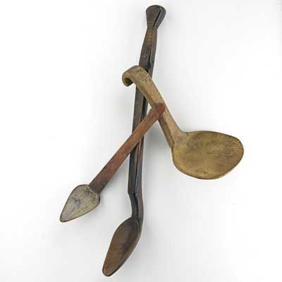 Realized price for Native american wooden utensils; three,