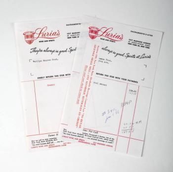 Realized price for MARILYN MONROE LIQUOR STORE RECEIPT